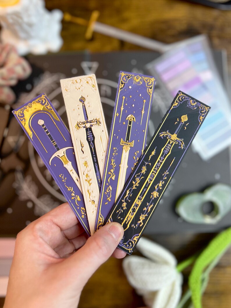 Sword Bookmark Fantasy Bookish Bookmarks Orange Red Gold Book Decor - Etsy