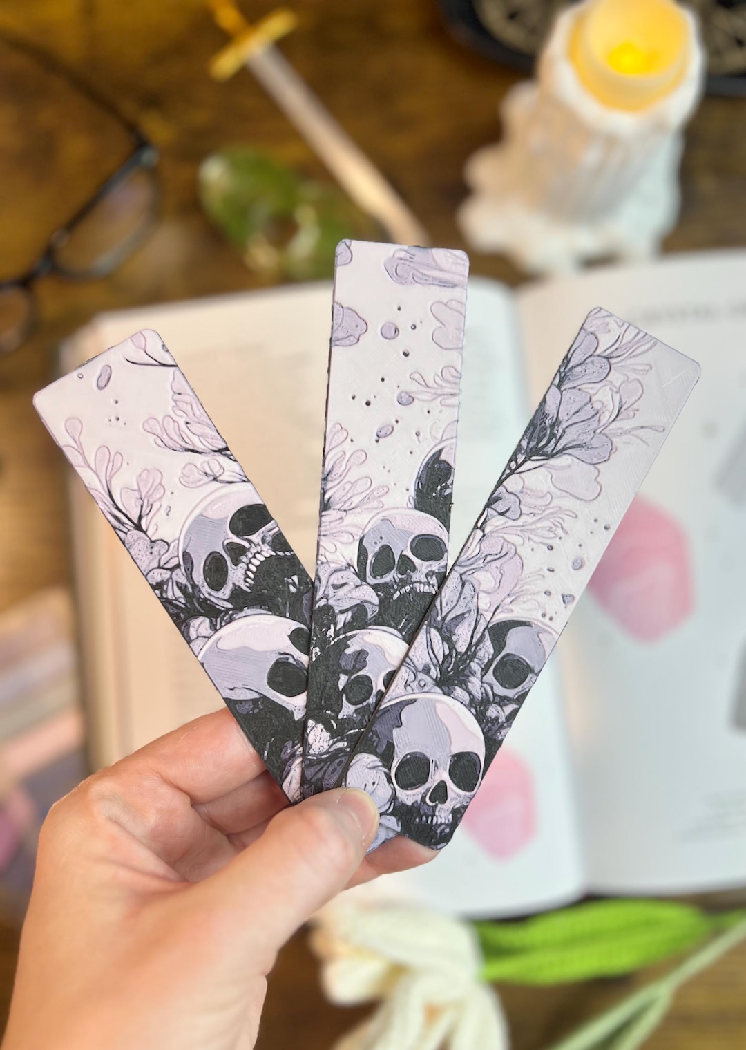 Skull Bookmarks Lavender 3D Printed Book Marks Bold & Unique Book ...