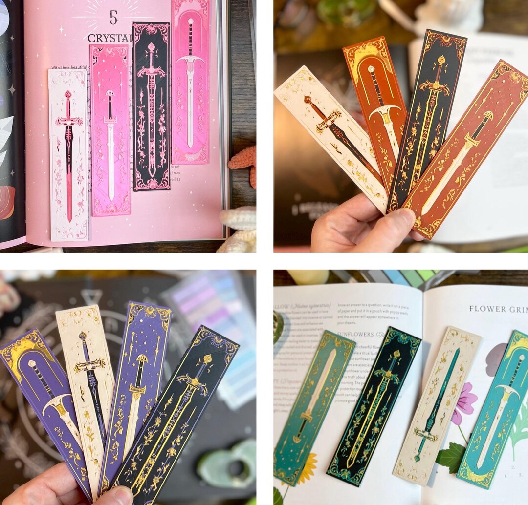 Sword Bookmark Fantasy Bookish Bookmarks Orange Red Gold Book Decor - Etsy