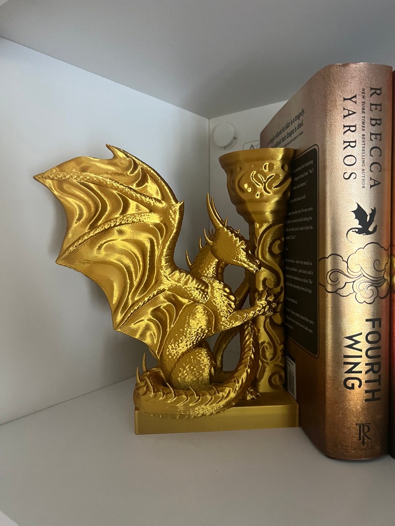 Set of Gold Dragon Bookends 3D Printed Magical & Elegant Fantasy Book ...