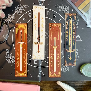 Sword Bookmark Fantasy Bookish Bookmarks Orange Red Gold Book Decor - Etsy