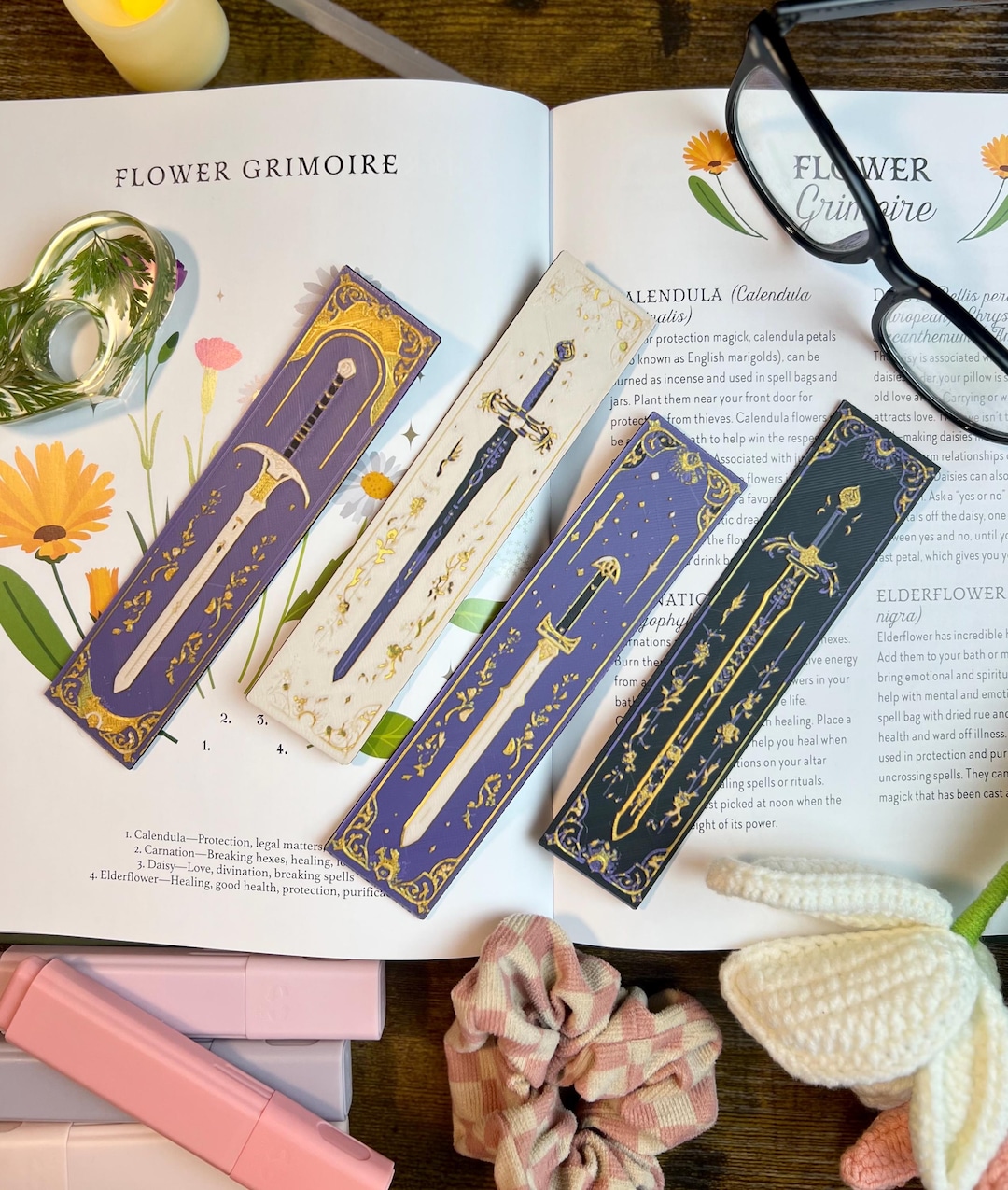 Sword Bookmark Set Purple Unique Fantasy Bookmarks Custom Sword Design ...