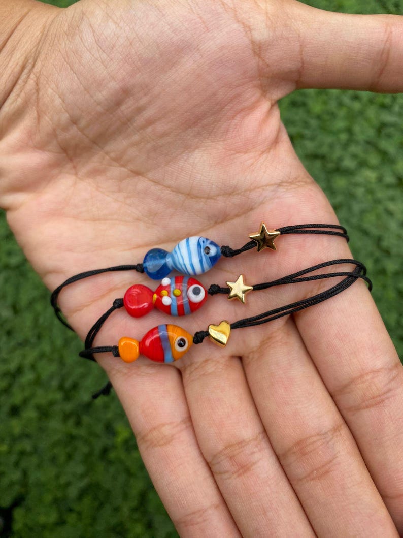 Handmade Fish Bead Bracelets With Charms - Etsy