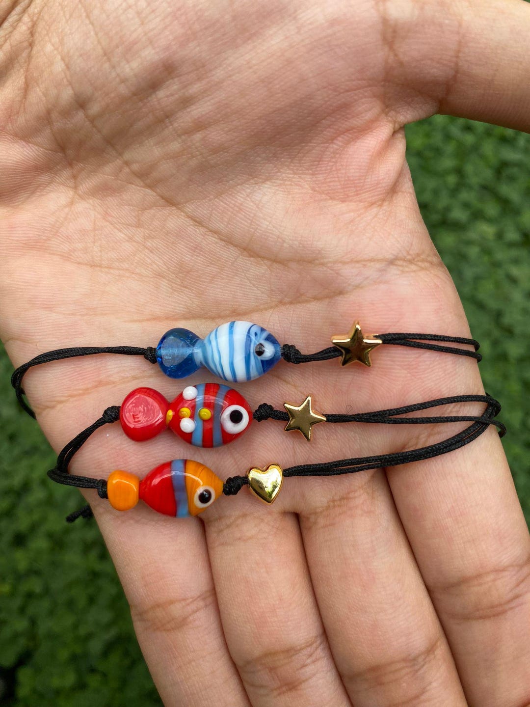 Handmade Fish Bead Bracelets With Charms - Etsy