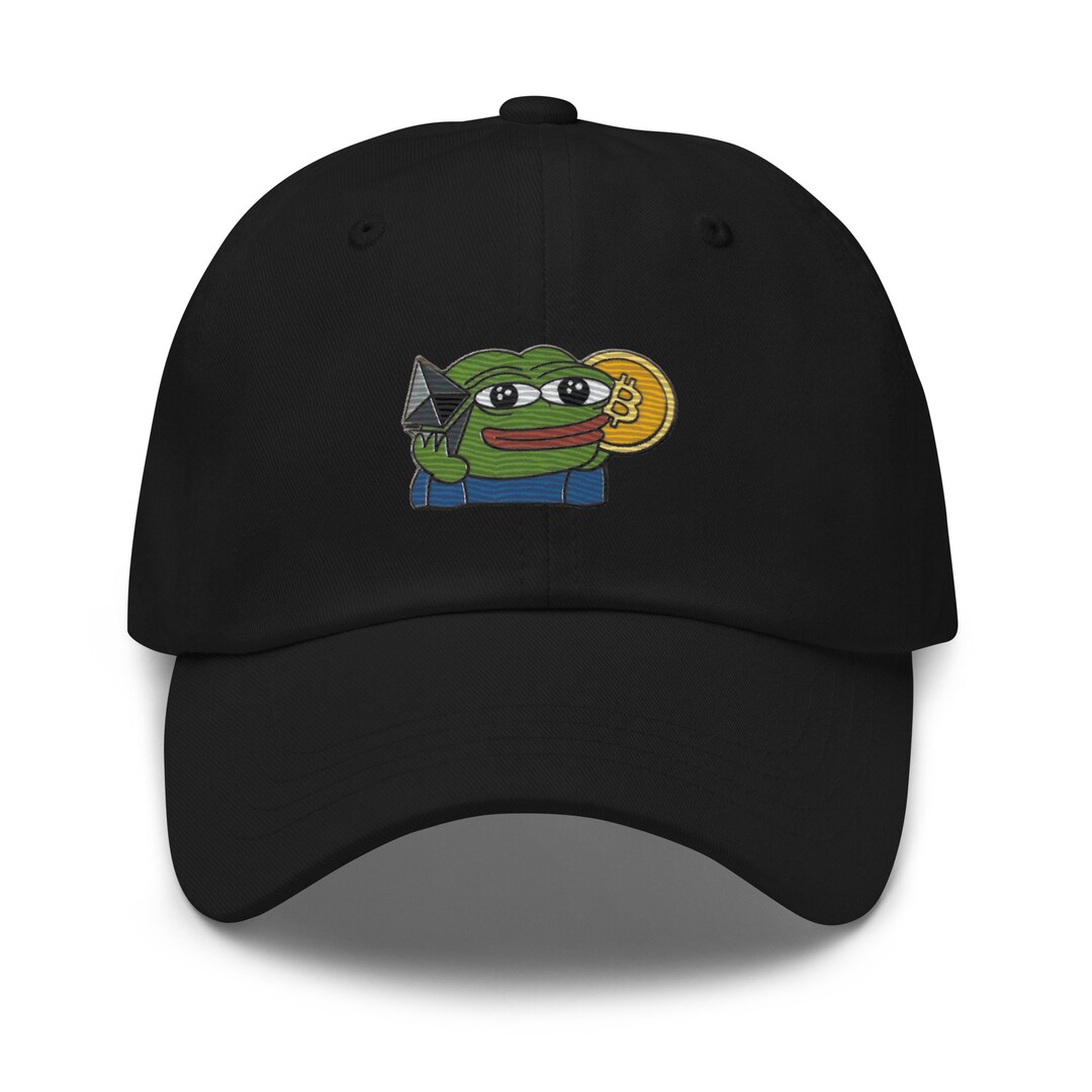 Pepe Bitcoin & Ethereum Embroidered Hat - Crypto Meme Cap ...