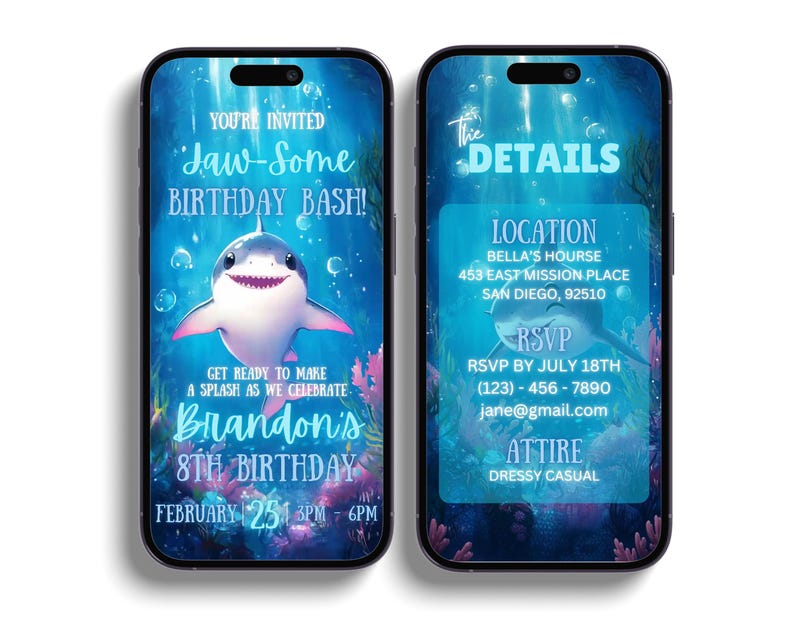 Shark Birthday Video Invitation, Animated Sharktastic Under the Sea ...