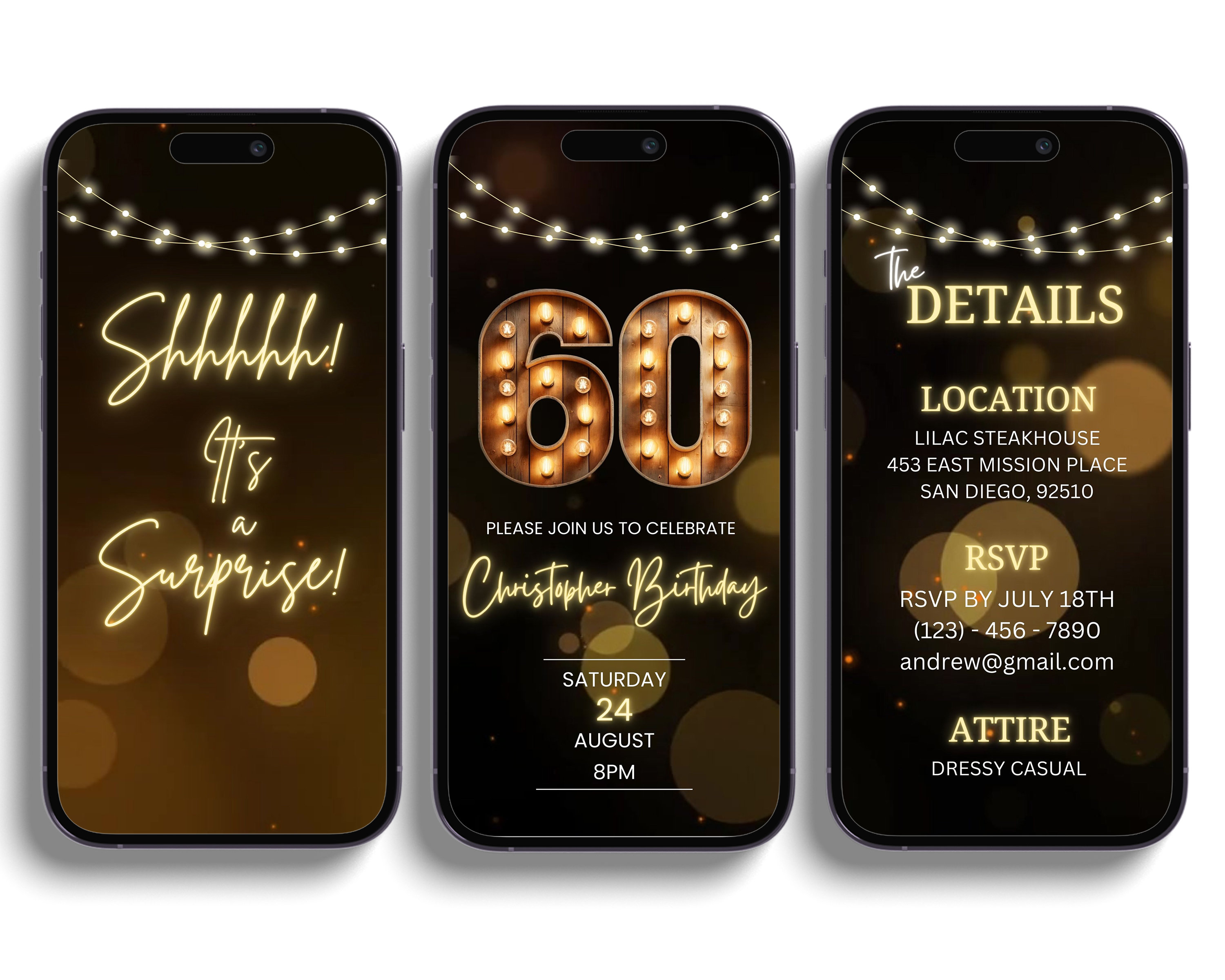 Surprise 60th Birthday Video Invitation for Men (digital Invite) - Etsy
