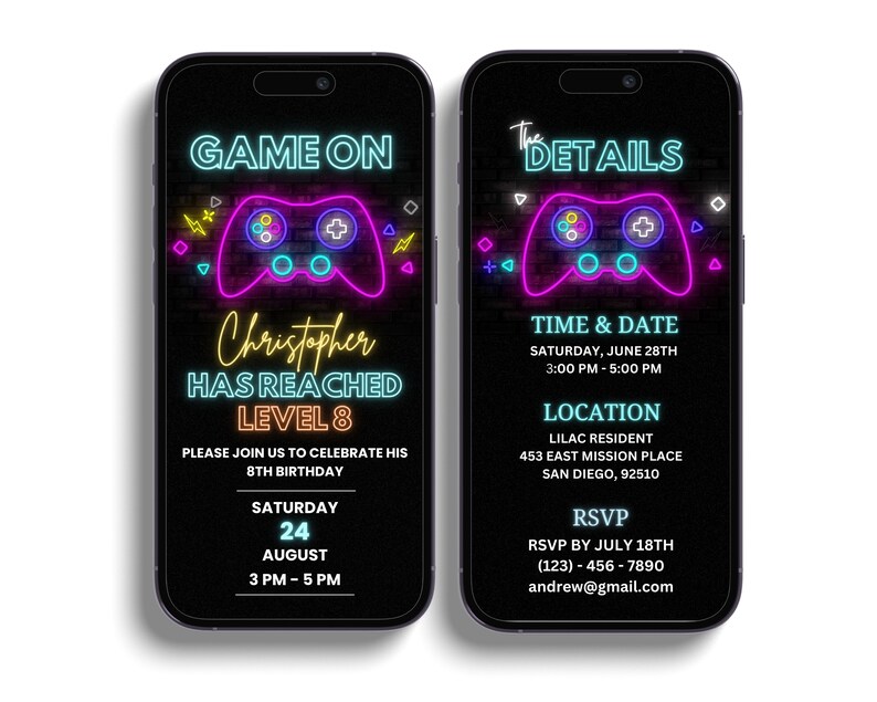 Game Party Invitation, Animated Gaming Birthday Party Evite Boys ...