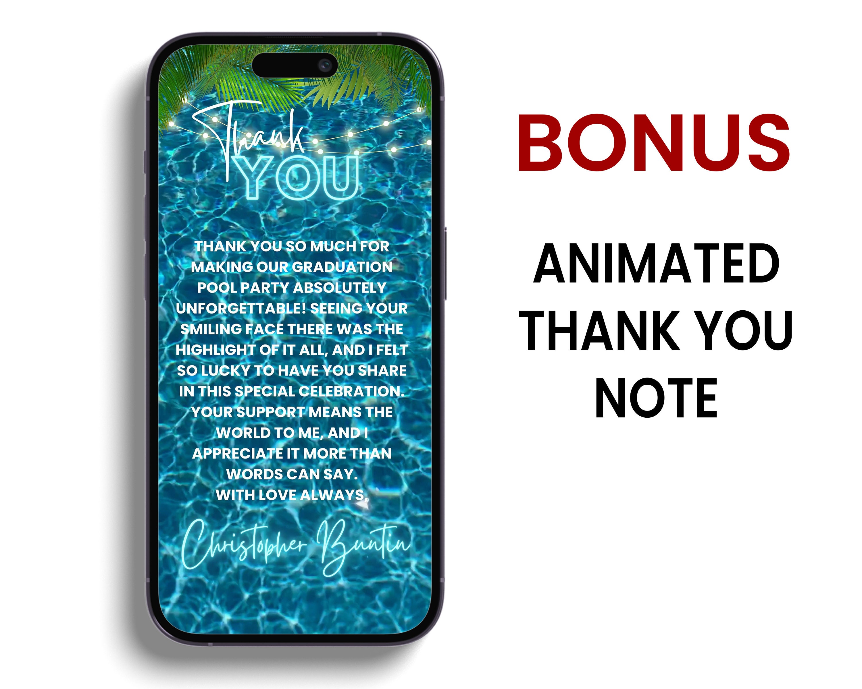 Graduation Pool Party Invitation, Animated Blue Grad Video, Class of ...