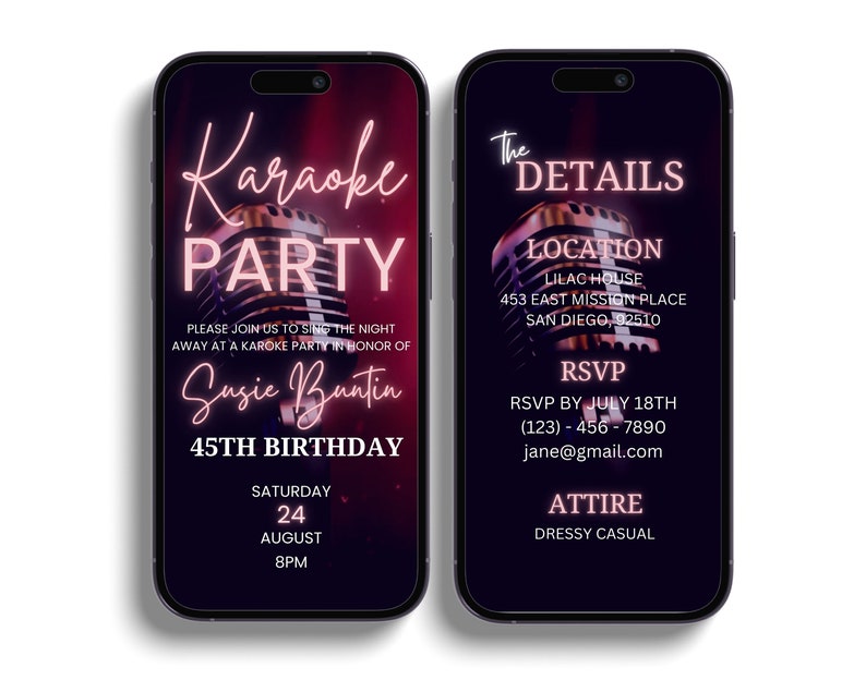 Karaoke Party Birthday Video Invitation, Animated Music Singing ...