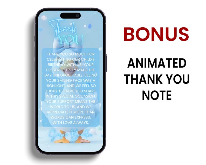 Silly Goose Birthday Video Invitation, Animated Blue Gingham Boy Party ...