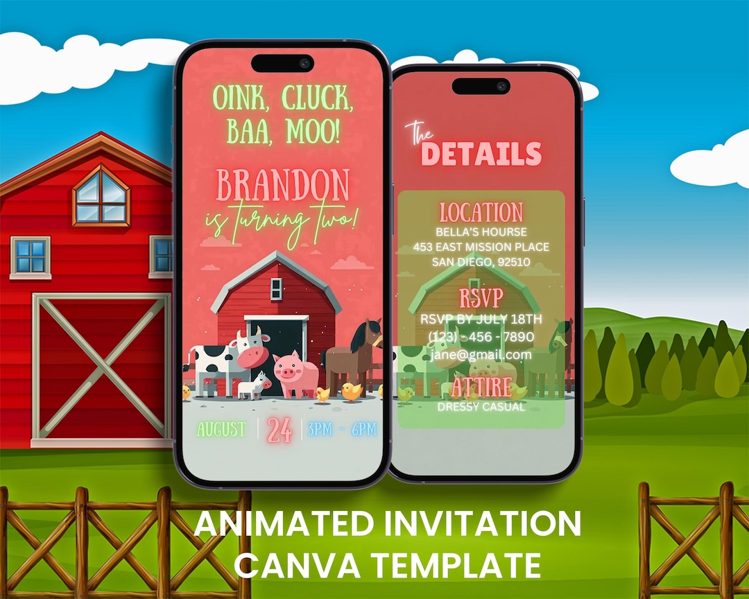 Animated Farm Animals Birthday Video Invitation: Barnyard Evite ...