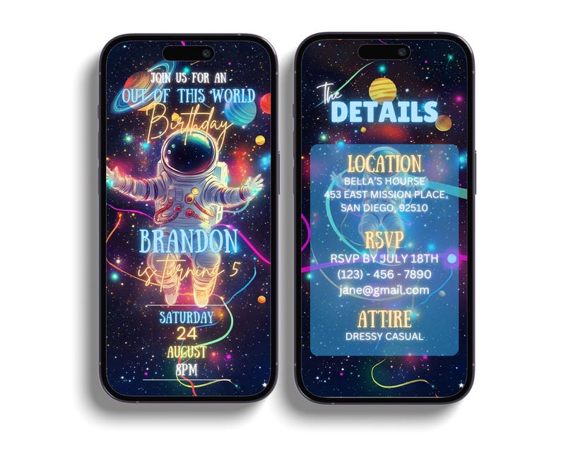 Animated Space Birthday Video Invitation: Galaxy Astronaut Party ...
