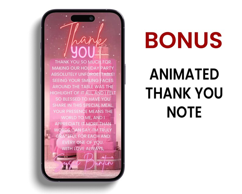 Pink Secret Santa Animated Invitation, Christmas Gift Exchange (digital ...