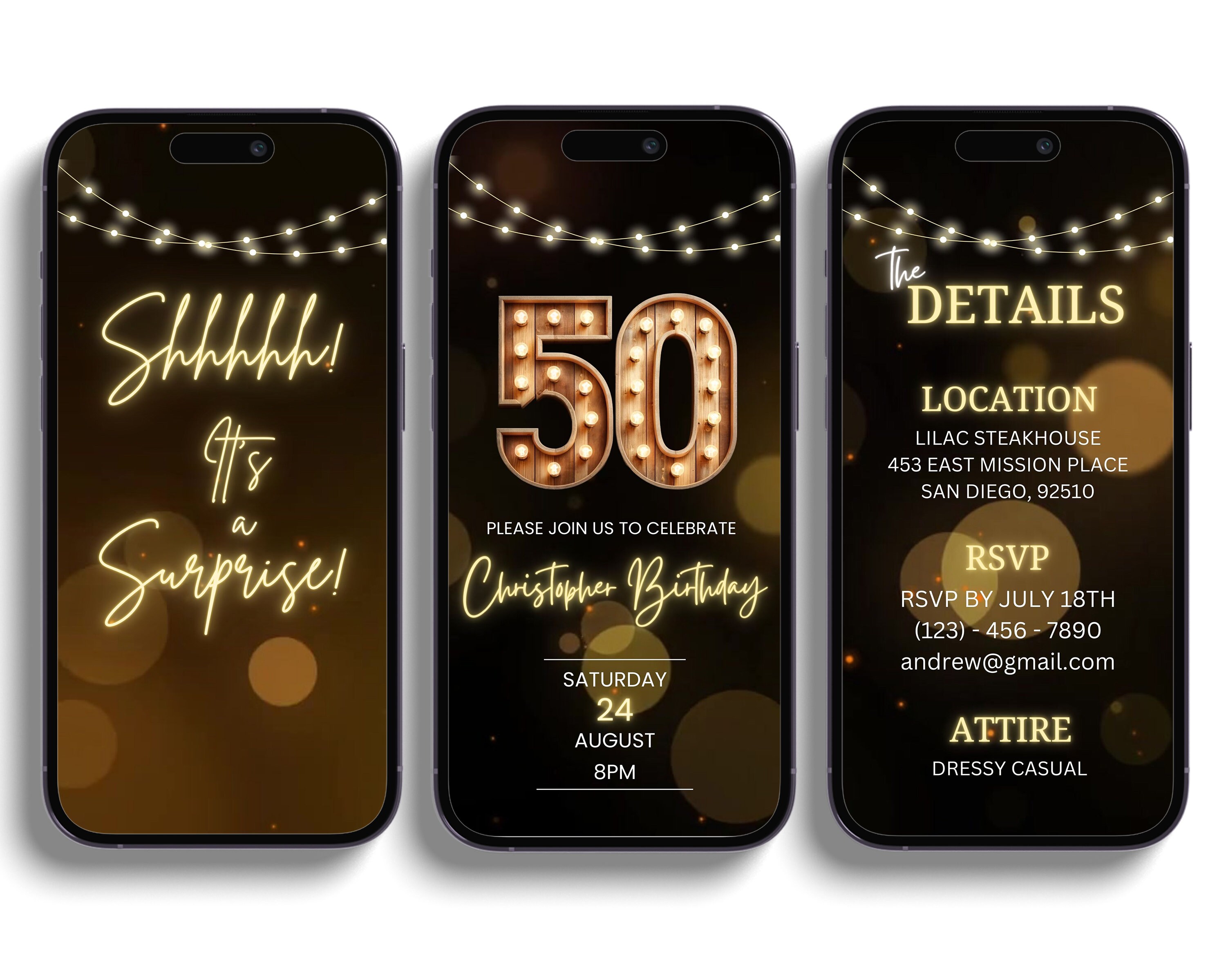 Surprise 50th Birthday Video Invitation for Men: Rustic Animated ...