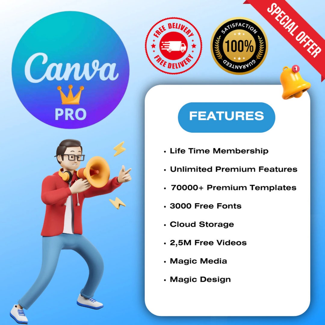 Canva Pro Upgrade Full Features for Lifetime in Your Email Unlimited ...