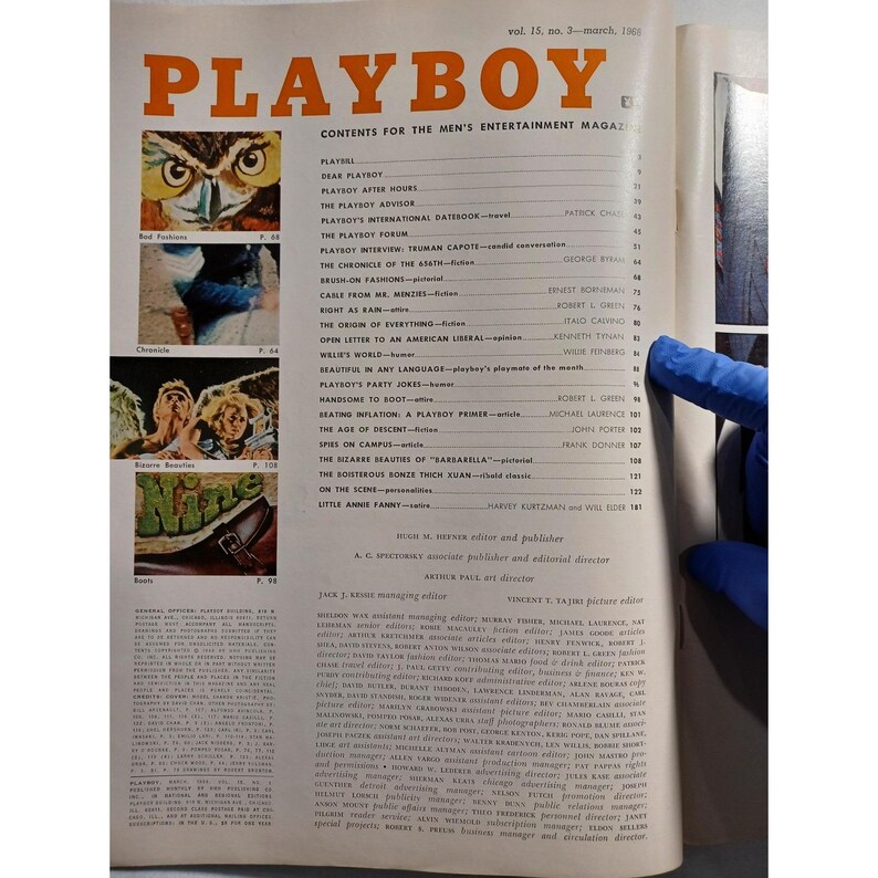 Vintage Playboy Magazine March 1968 Vol 15 No 3 Illustrated Adult Men's ...
