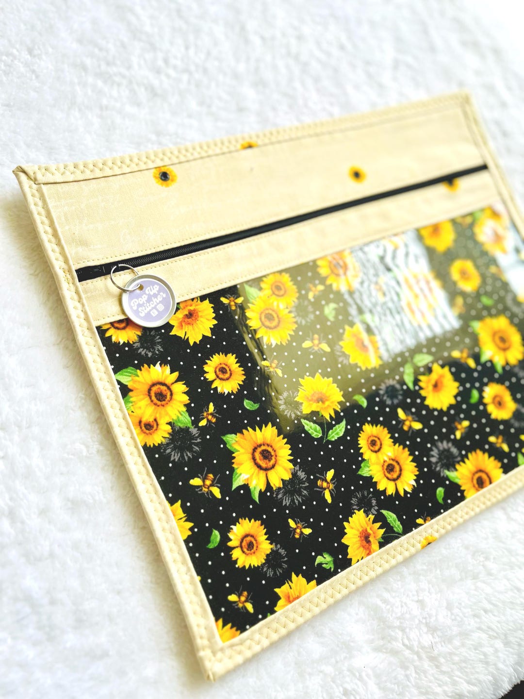 Sunflower Vinyl Project Bag: Polka Dot, Bees, Cross Stitch, Quilting - Etsy