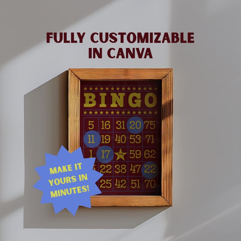 Custom Date Bingo Art Print | Anniversary Gift (edit on Canva, Digital ...