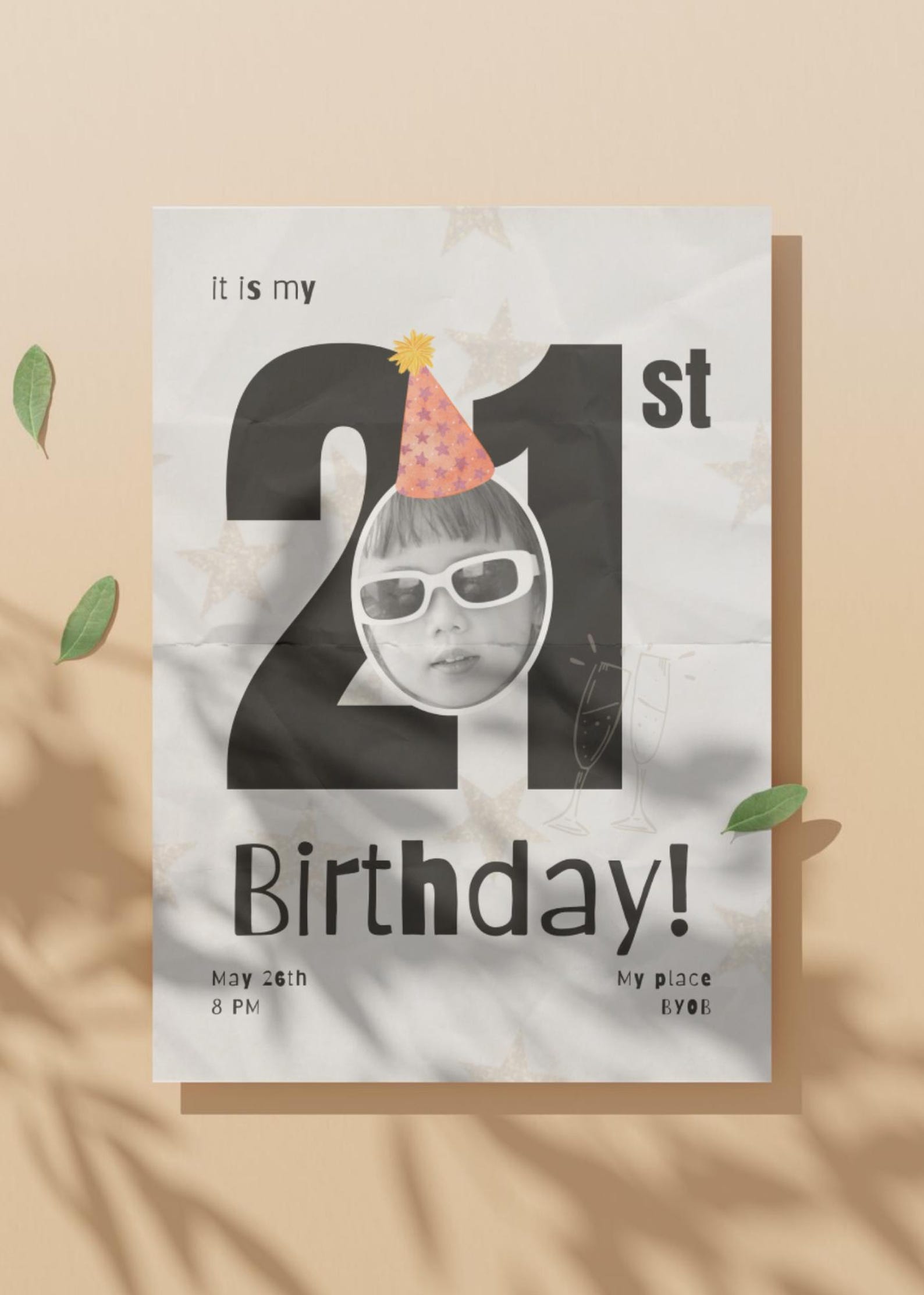 Y2K 21st Birthday Invitation: Editable Magazine Cover Template (digital ...