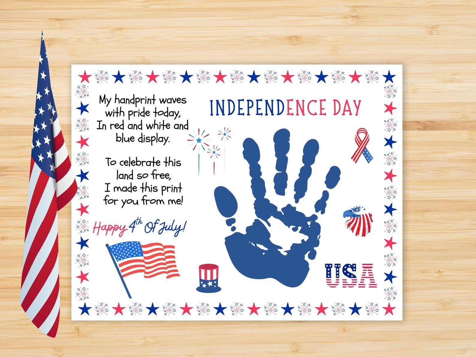 4th of July Handprint Craft, July 4th Handprint, Independence Day ...