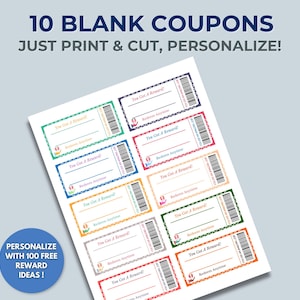 Kids Reward Coupons, Kids Reward Bucks, Editable Coupon Book, Reward ...