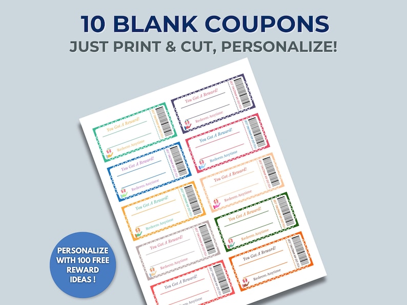 Kids Reward Coupons, Kids Reward Bucks, Editable Coupon Book, Reward ...