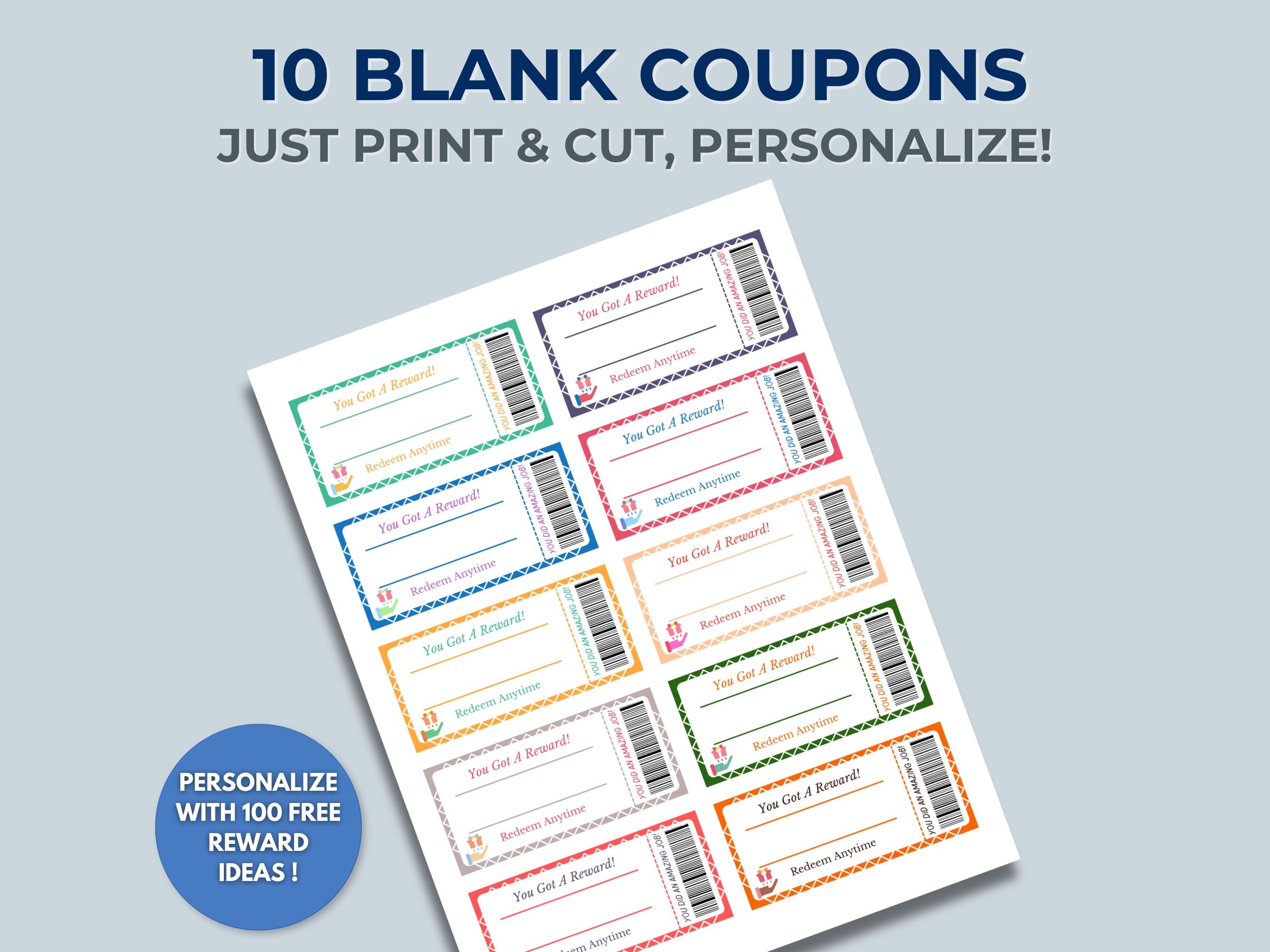 Kids Reward Coupons, Kids Reward Bucks, Editable Coupon Book, Reward ...