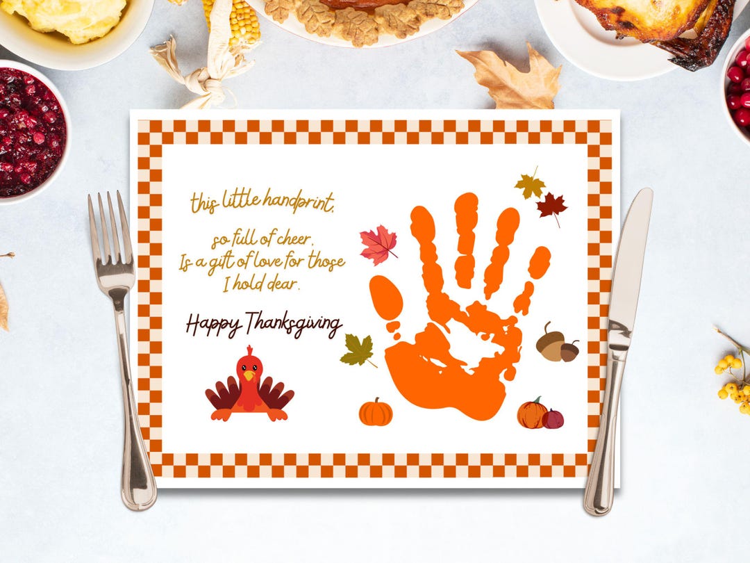 Thanksgiving Handprint Placemat, Turkey Handprint Art, Handprint Poem ...