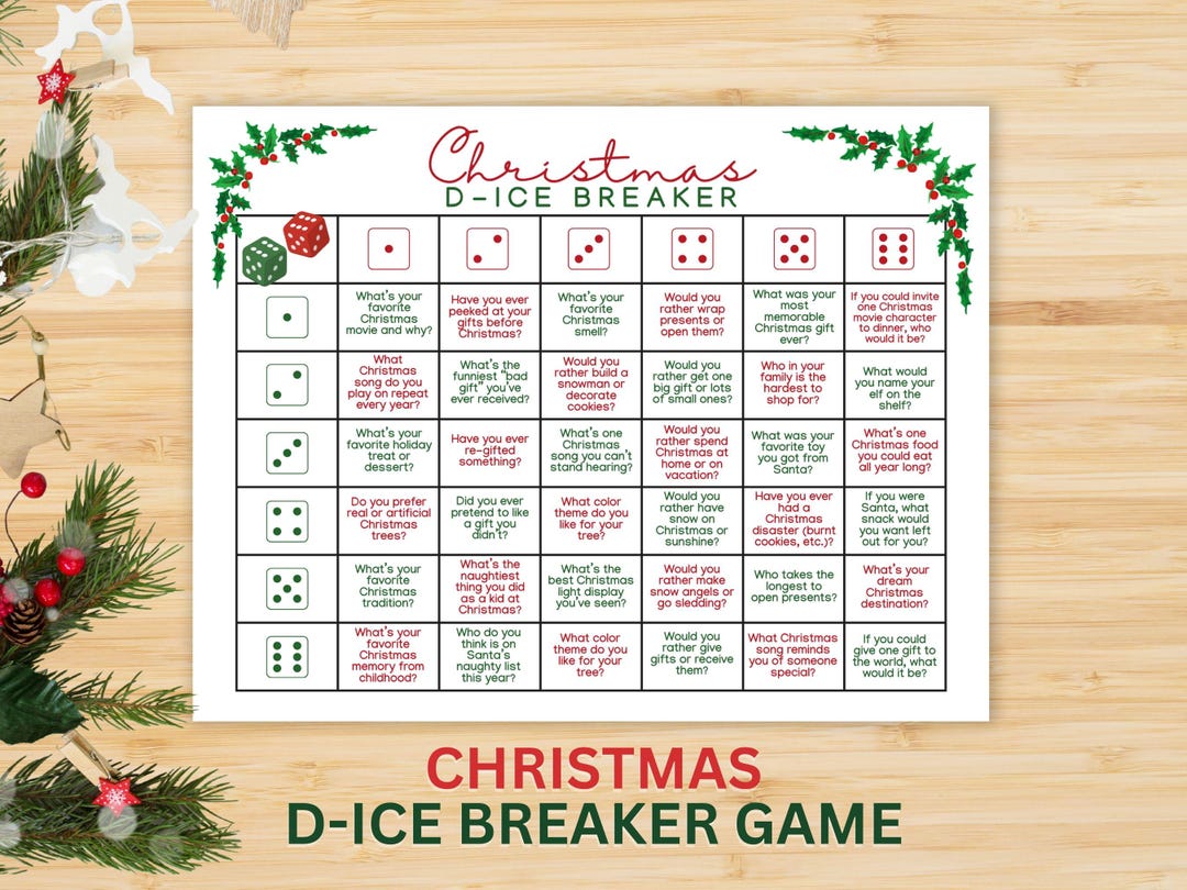 Christmas Icebreaker Game, Christmas Dice Game, Icebreaker Questions ...