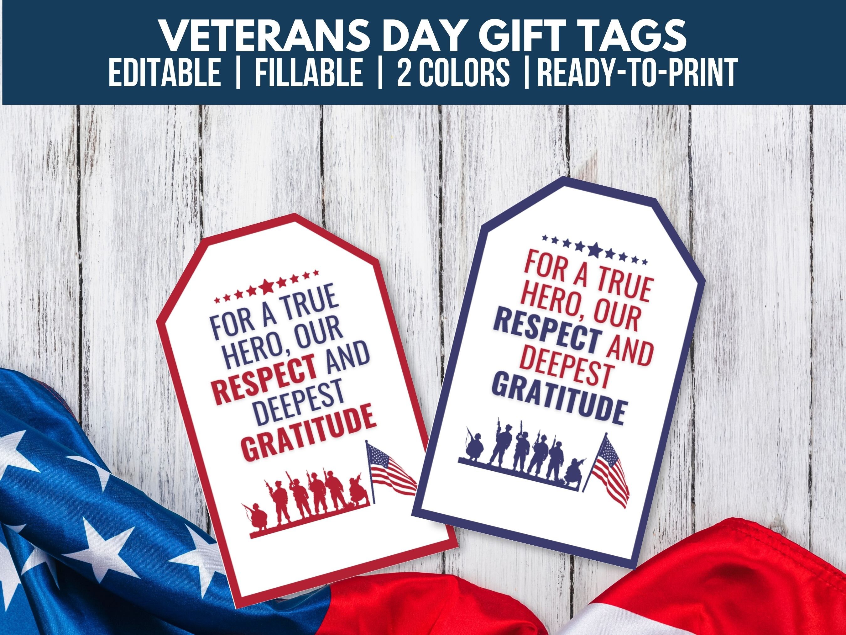 Veterans Day Gift Tag, Veterans Day Tags, Veterans Day Labels, Editable ...