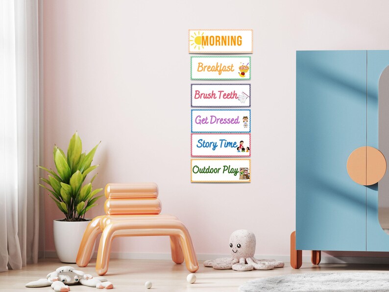 Daily Visual Schedule Pocket Chart Card, Daily Routine Pocket Chart ...