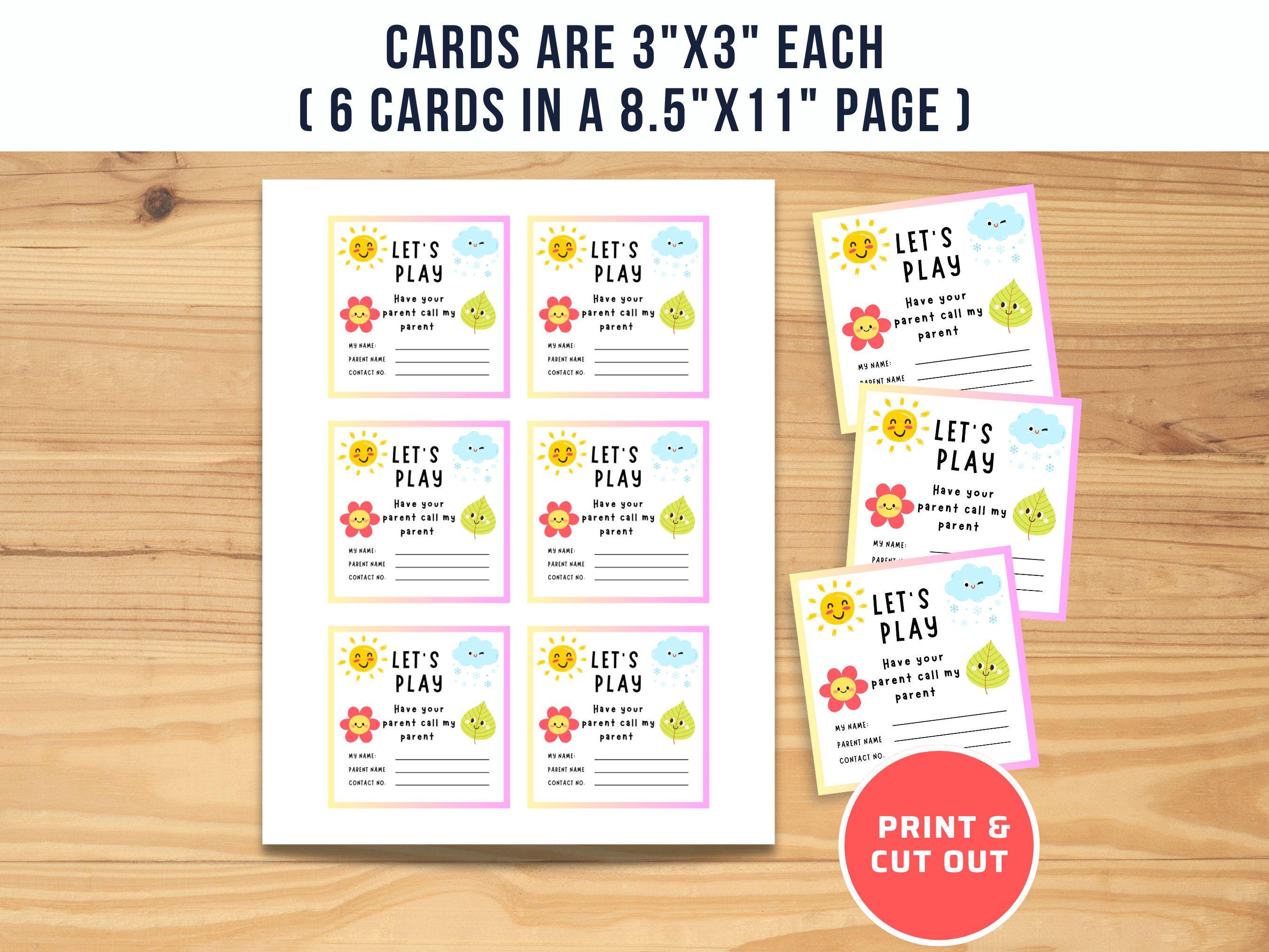 Editable Playdate Cards, Let's Play Printable Cards, Play Date Cards ...