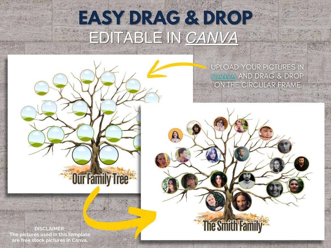 Editable Family Tree, Family Tree Wall Art, Family Tree Template ...