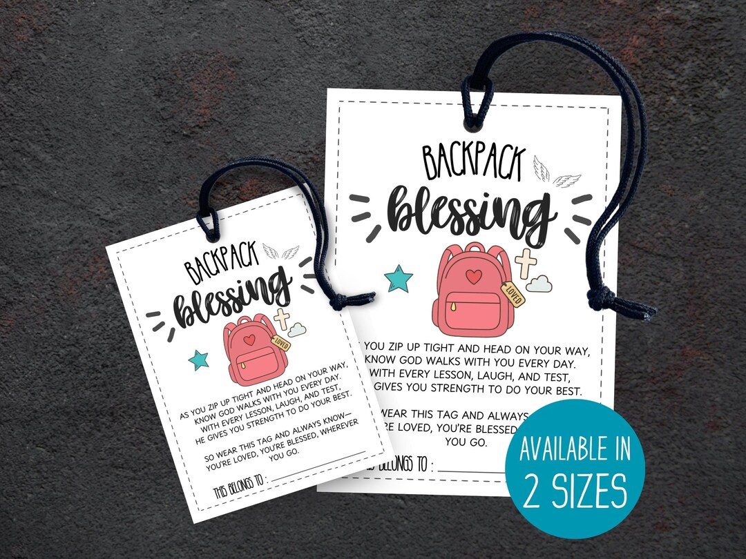 Backpack Blessing Tags, Back to School Prayer Tags, Preschool Backpack ...