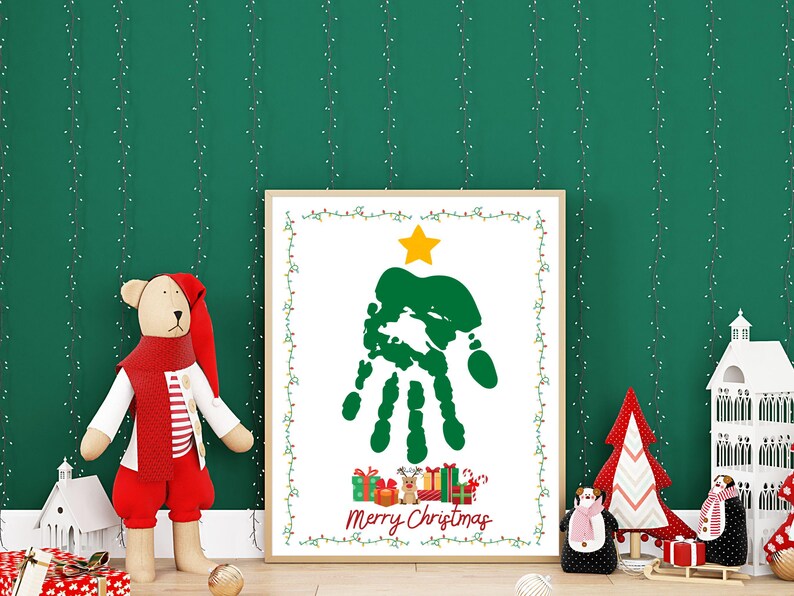 Christmas Tree Handprint Craft, Holiday Handprint, Christmas Handprint ...