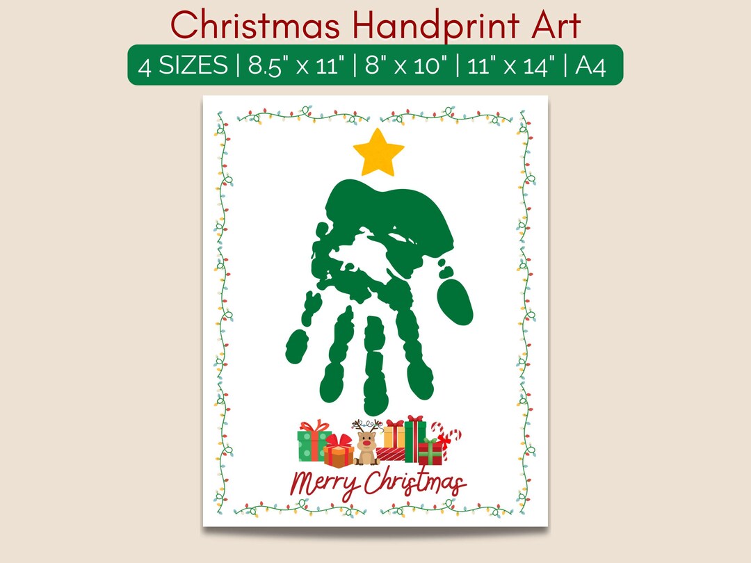 Christmas Tree Handprint Craft, Holiday Handprint, Christmas Handprint ...