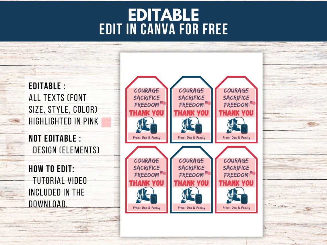 Happy Veterans Day Gift Tags, Veterans Day Tags, Veteran Appreciation ...