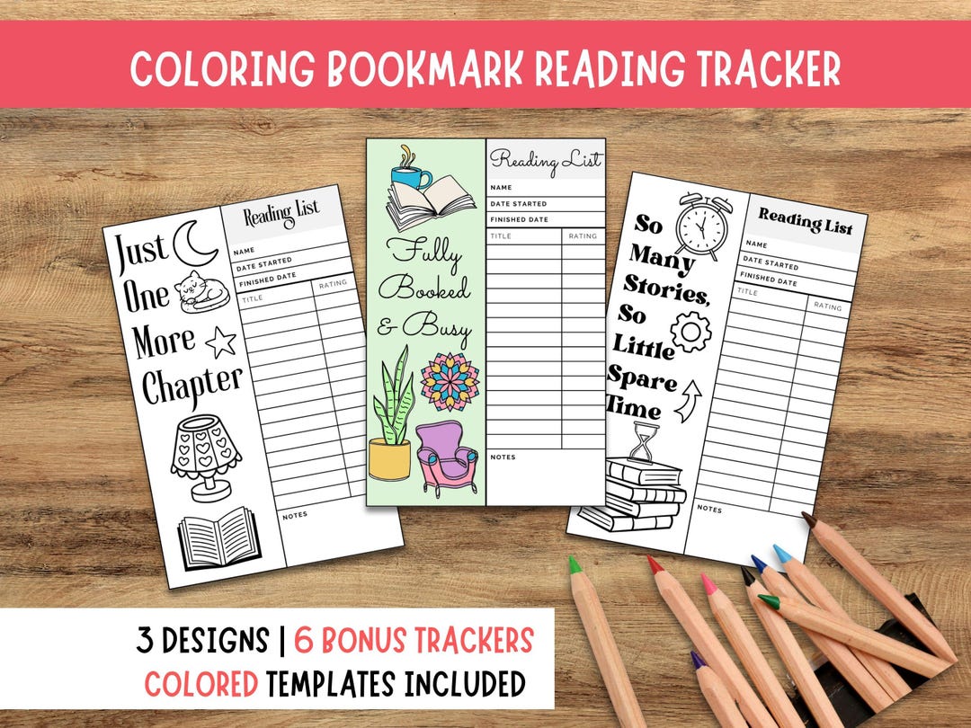 Coloring Bookmark Reading Tracker: Printable Reading Log (PDF Download ...