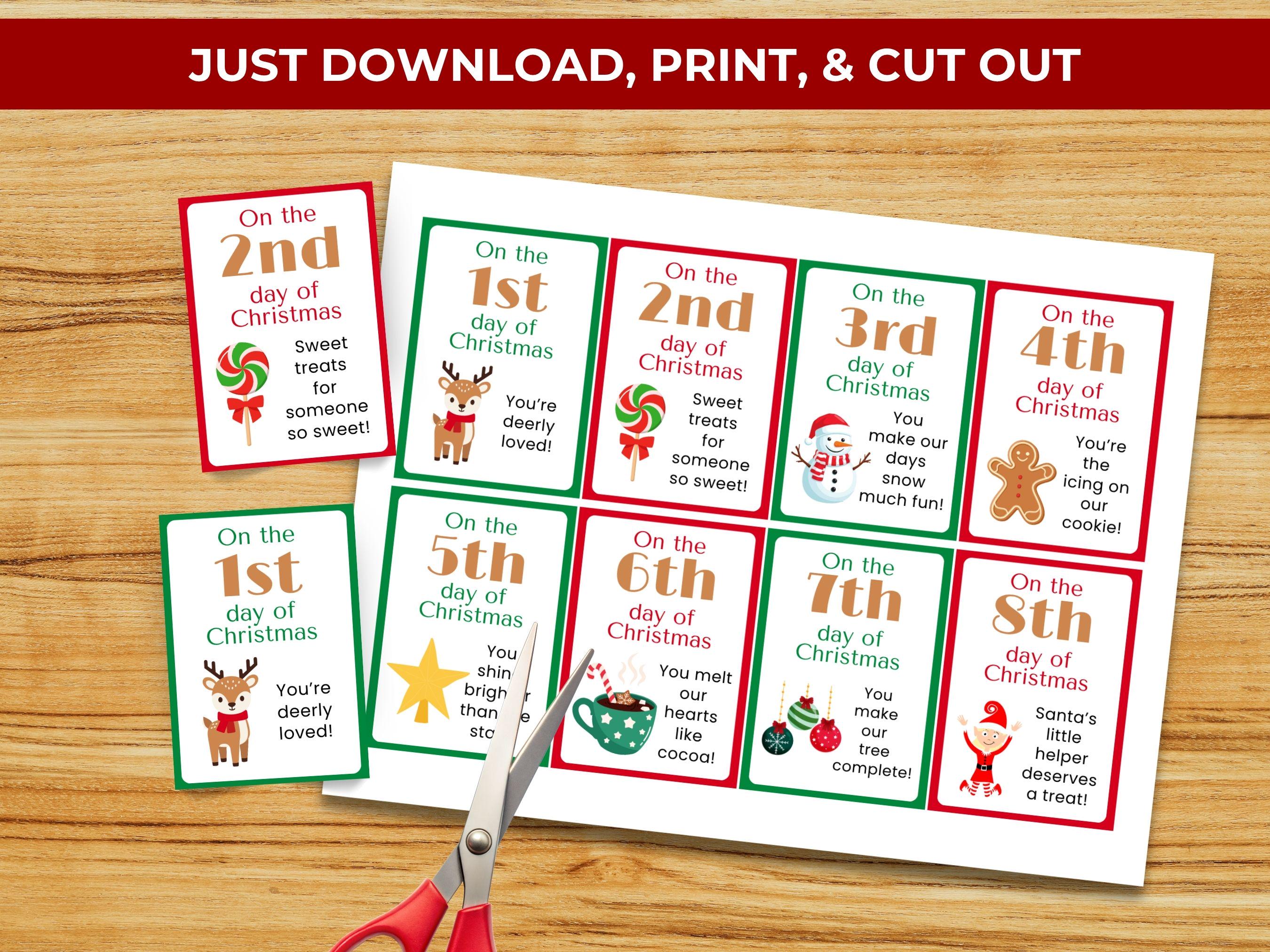 12 Days of Christmas Gift Tags, Advent Tags, Secret Santa Gifts ...