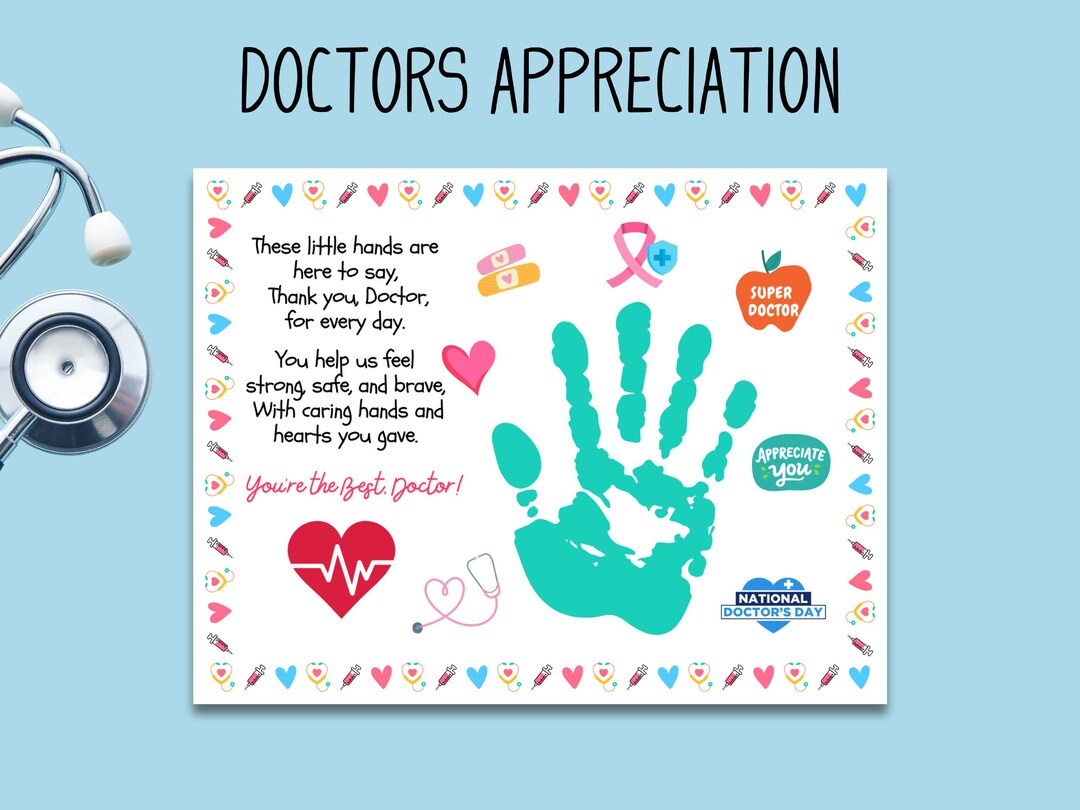 Doctor Appreciation Handprint Craft, Doctor Appreciation Gift, Thank ...