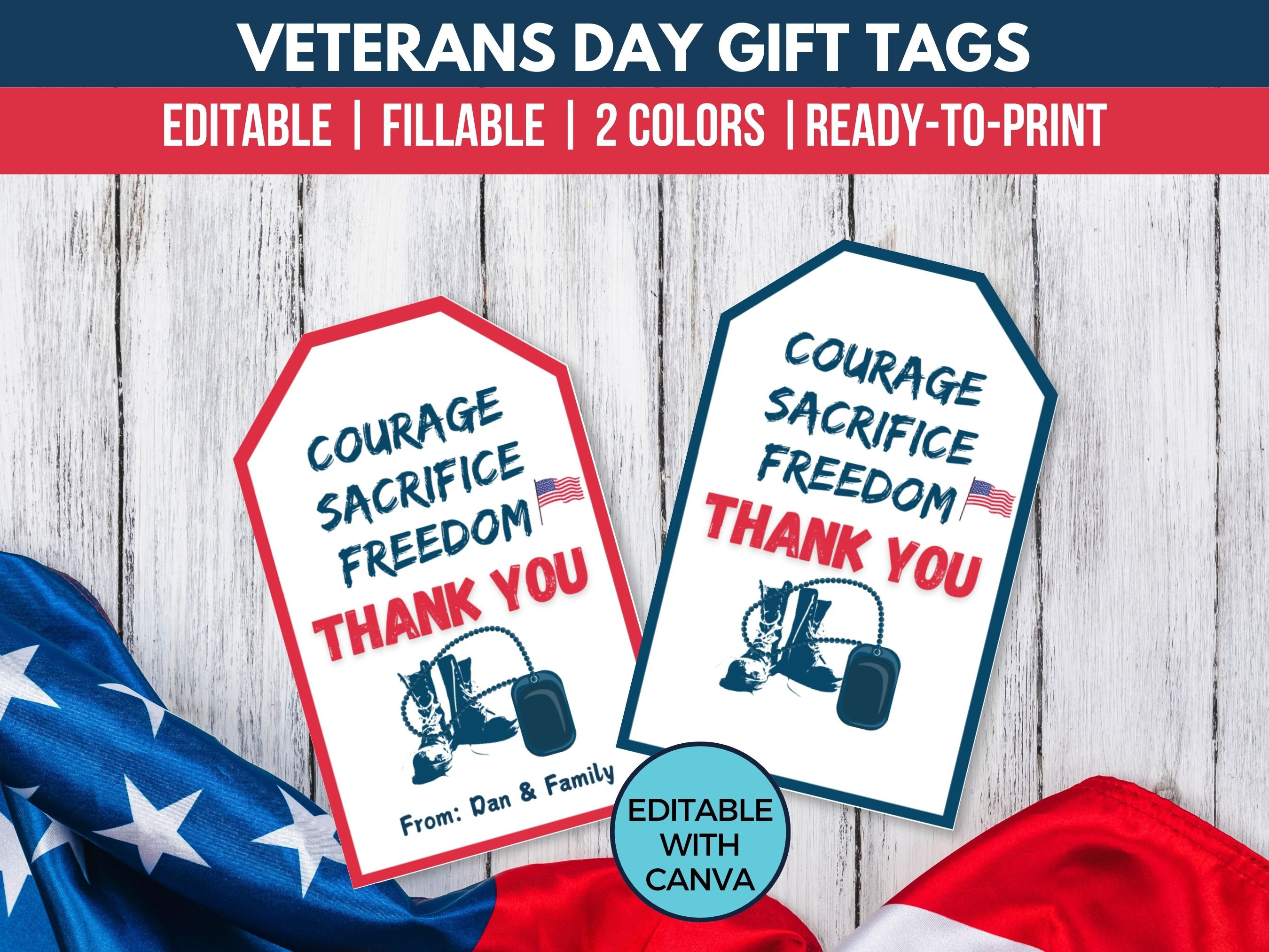 Happy Veterans Day Gift Tags, Veterans Day Tags, Veteran Appreciation ...