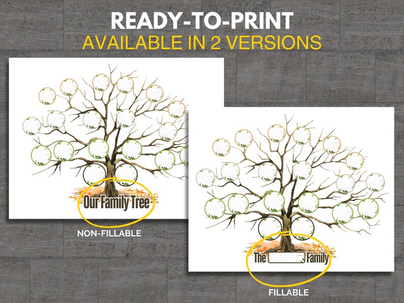 Editable Family Tree Template: 4-generation Wall Art (PDF) - Etsy