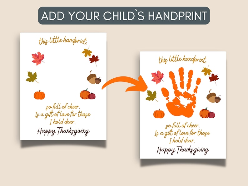 Thanksgiving Handprint Art: DIY Craft for Kids (PDF) - Etsy