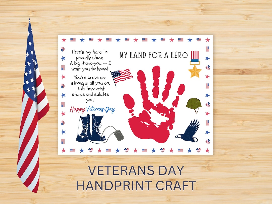 Veterans Day Handprint Craft, Veteran Appreciation, Patriotic Handprint ...
