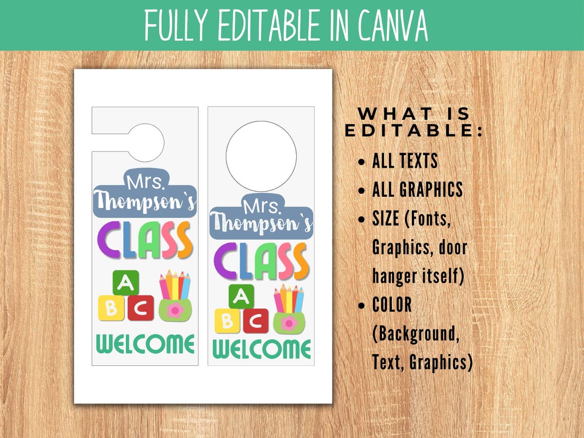 Editable Teacher Door Hanger Template: Back to School Sign (PDF ...