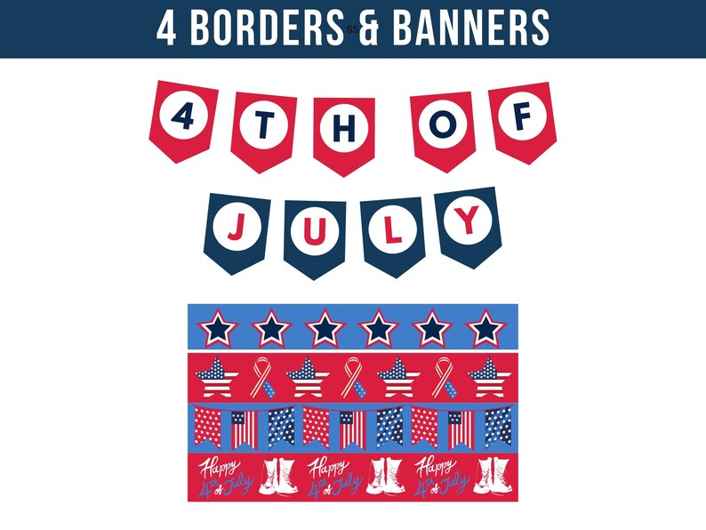 4th of July Bulletin Board Kit, Independence Day Banner, Patriotic ...
