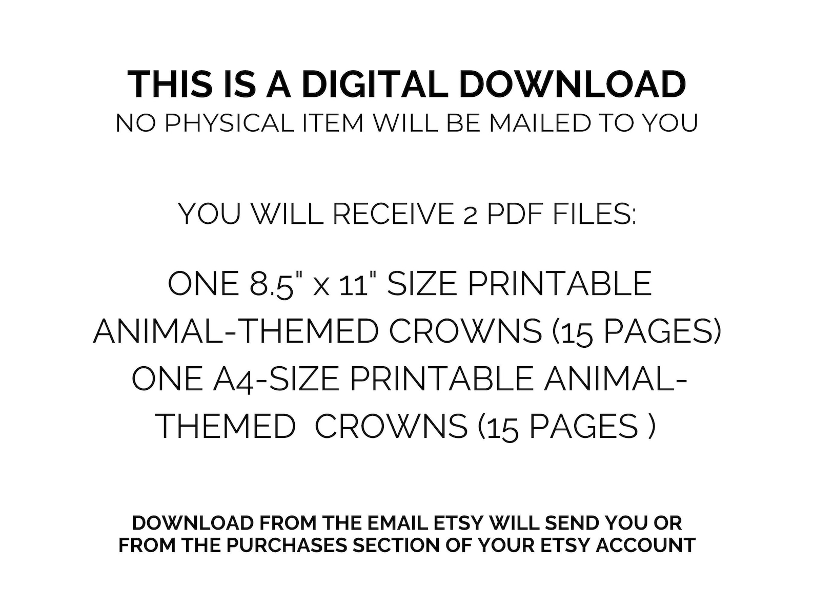 Printable Birthday Crown, Animal Paper Crown Craft, Kids Birthday ...