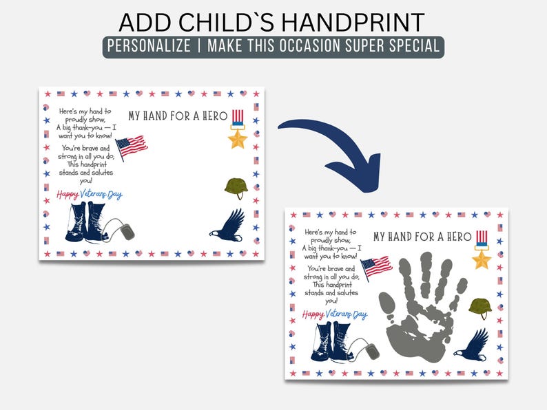 Veterans Day Handprint Craft, Veteran Appreciation, Patriotic Handprint ...