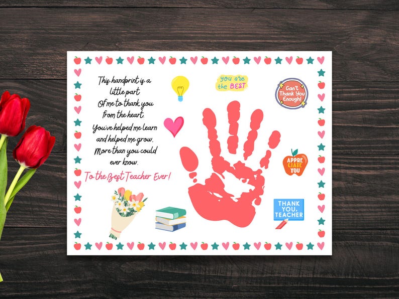 Teacher Appreciation Handprint Art, Teacher Handprint Craft, Handprint ...